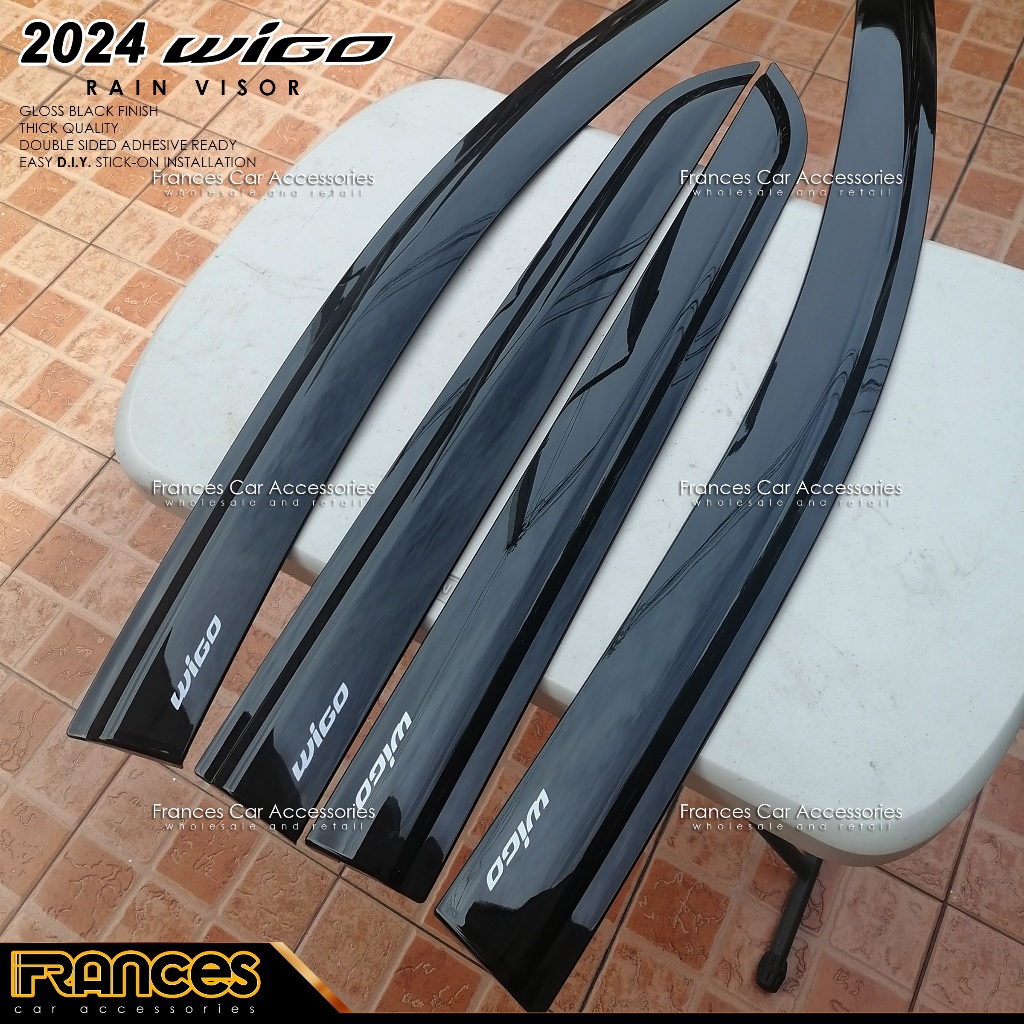 Toyota Wigo All Unit 2024 to 2025 4pcs Thick Black Door Window Visor ...