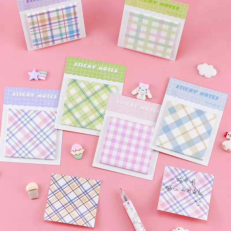 Checkered Post-it Notes Simple style plaid sticky notes Portable sticky ...