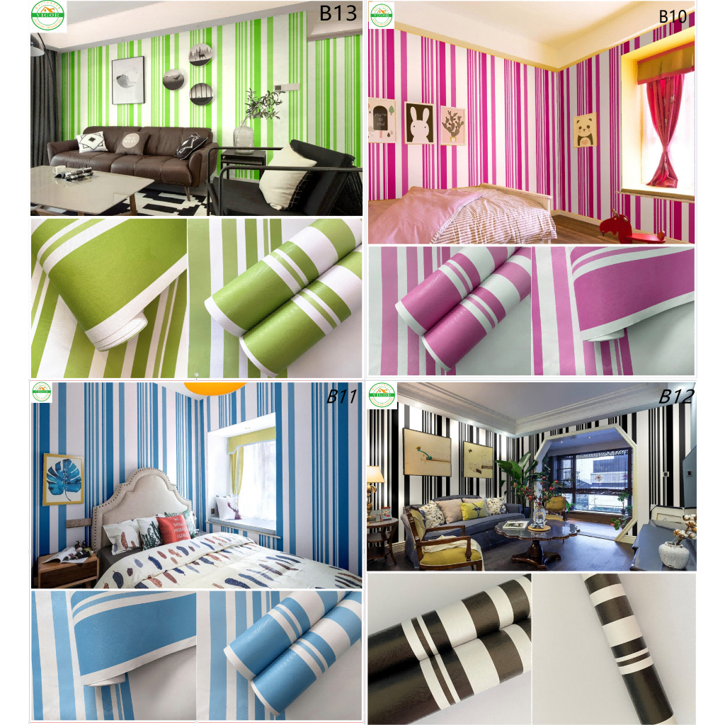 Wallpaper 10M x 45CM PVC Self Adhesive Waterproof Wallpaper Vertical ...