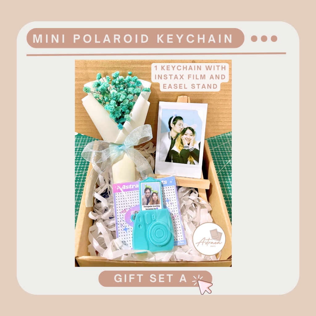 Gift Set Mini bouquet Instax Photo Camera Mini Polaroid Keychain instax ...