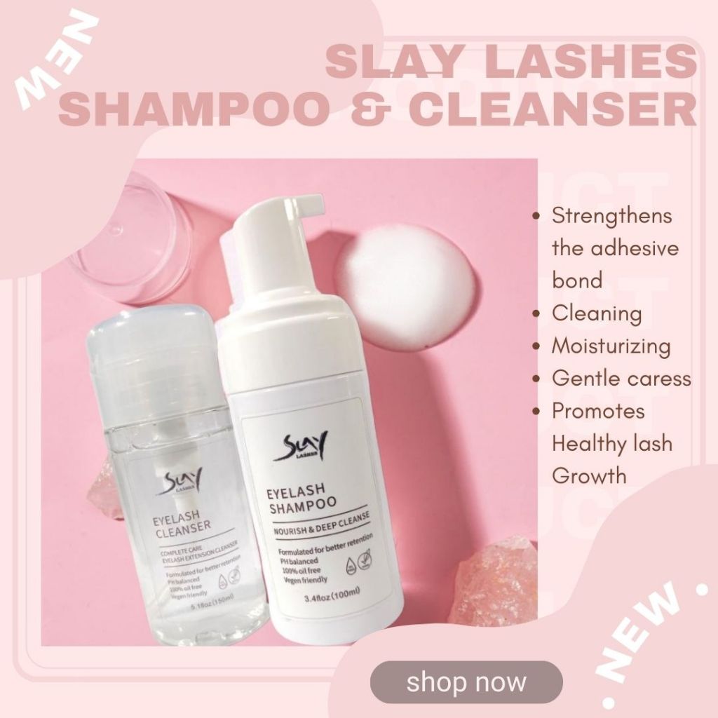 SLAY LASHES Lash Extension Cleanser Foaming Wash Soap Cleaning Eyelash Shampoo Kit Mousse Foam ...