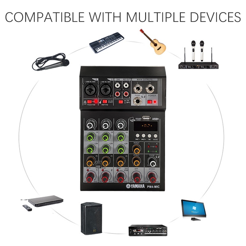 PM4 F4A Mixer Sound Audio Sstem Bluetooth DSP USB 4 Channel Mini Audio ...