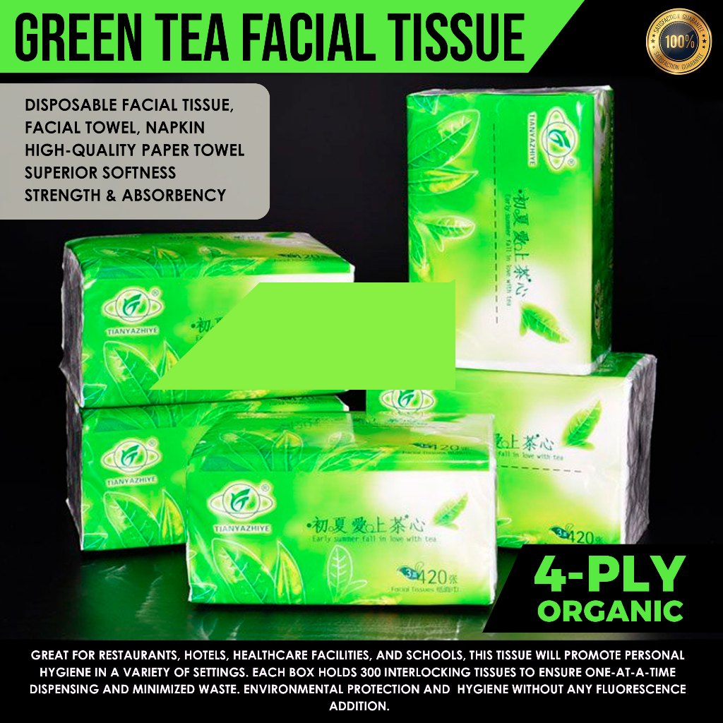 Organic green tea tissue Facial Tissue Tissue 4-Ply Facial Tissue Car ...