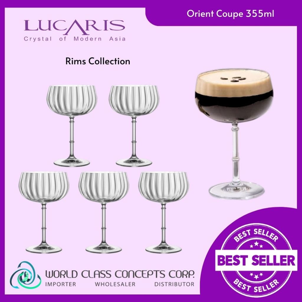 Lucaris Glassware Rims Orient Coupe Drinking Glass 355ml (Set Of 6 ...
