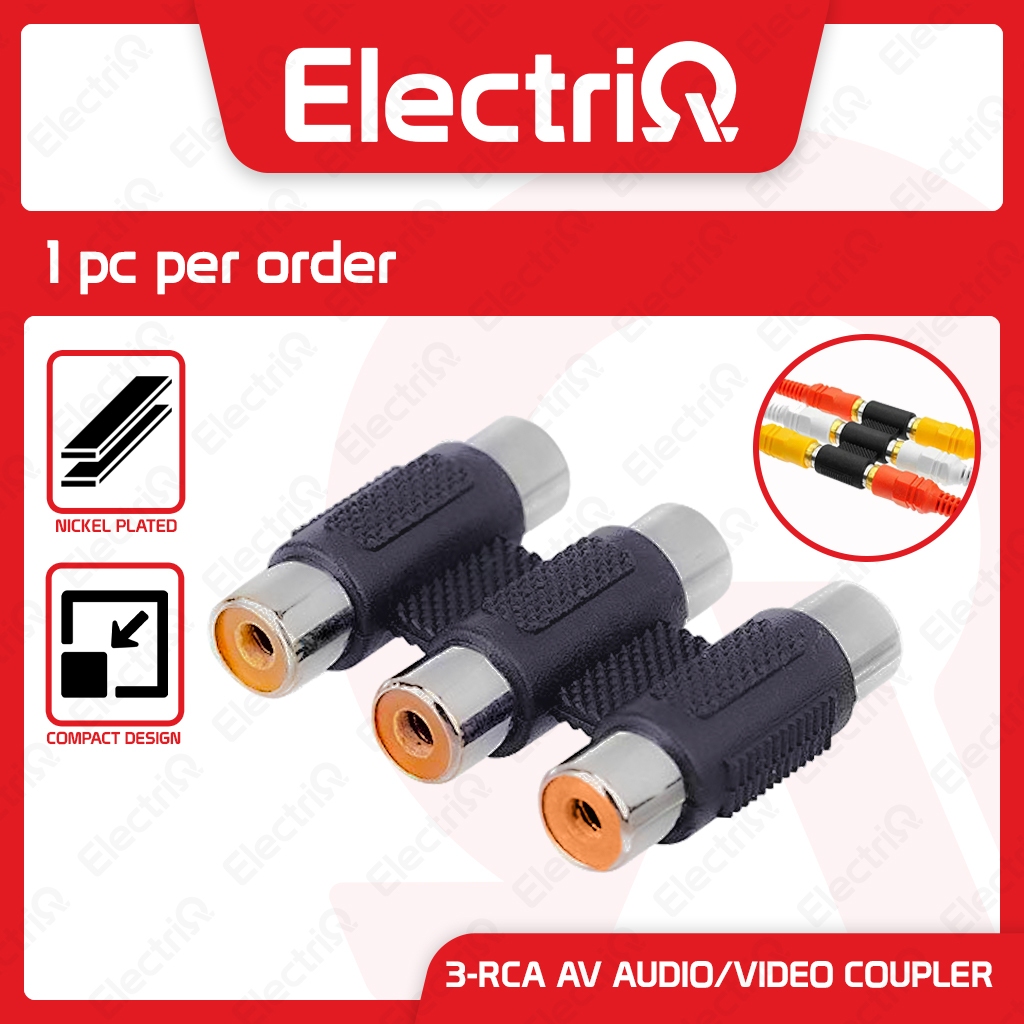 Electriq 3-RCA AV Audio/Video Coupler Female to Female Adapter | Shopee ...