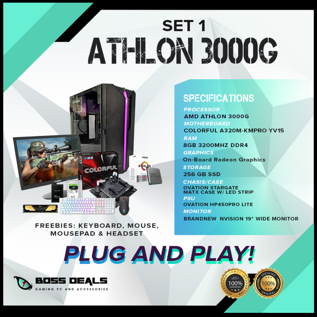 AMD ATHLON 3000G PC DESKTOP PACKAGE SET (ALL BRAND NEW) | Shopee ...