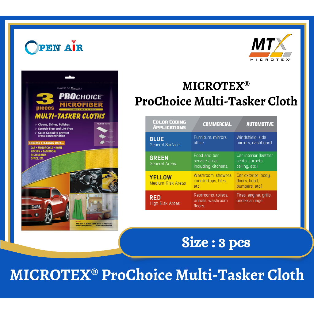 Microtex MTX Prochoice Microfiber Multi-Tasker Cloth Bulk Pack (3 pcs ...