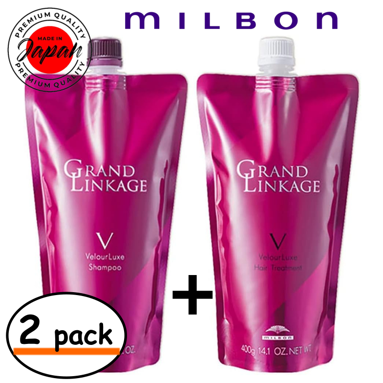 MILBON GRAND LINKAGE Velour Luxe Shampoo 400ml & Treatment 400g set ...