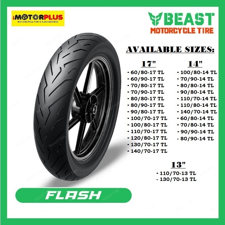 BEAST FLASH (P6240) TUBELESS TIRE [13"-17"] | Shopee Philippines