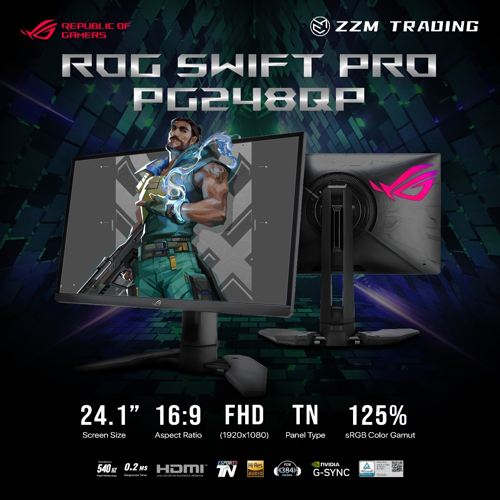 ASUS ROG PG248QP Gaming Monitor 24inches 16:9 FHD TN 540Hz HDR10 HDMI ...