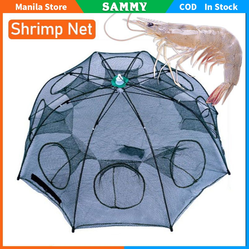 Folded Hexagon Octagon 6/8 Holes Fishing Shrimp Net Portable Nylon Crab ...