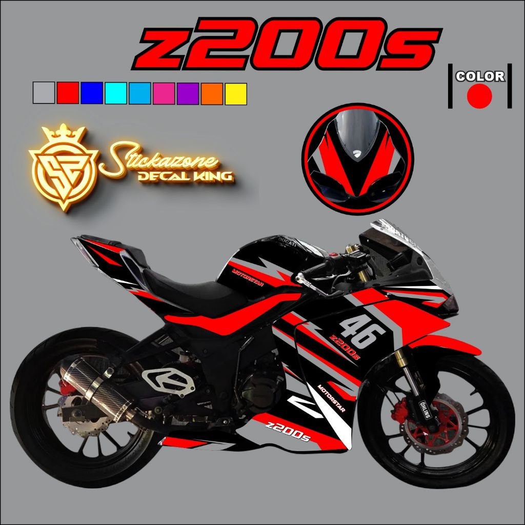 MOTORSTAR Z200s LINING DESIGN FULL STICKER DECALS PRINTED LAMINATED ...