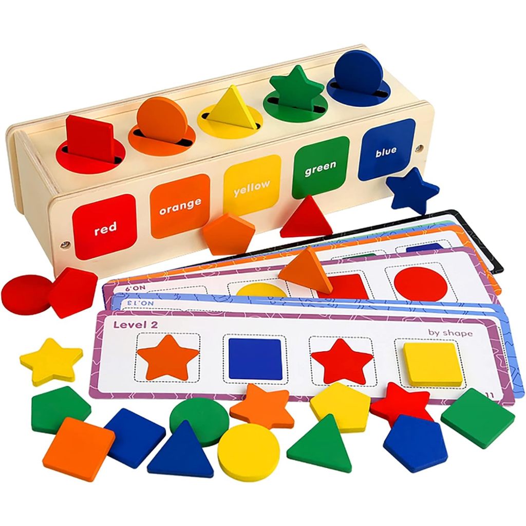 Wooden Shape Sorting Box Shape Matching Game Montessori Toys Learning ...