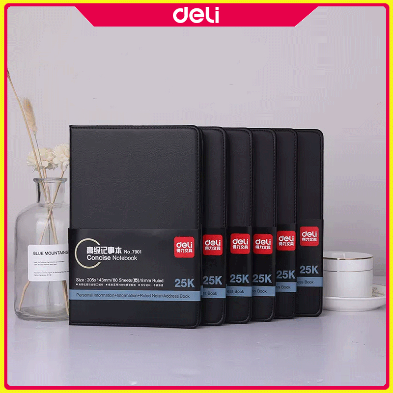 Deli PU Leather Writing Notebook 25K 80 Sheets For Business Meeting ...