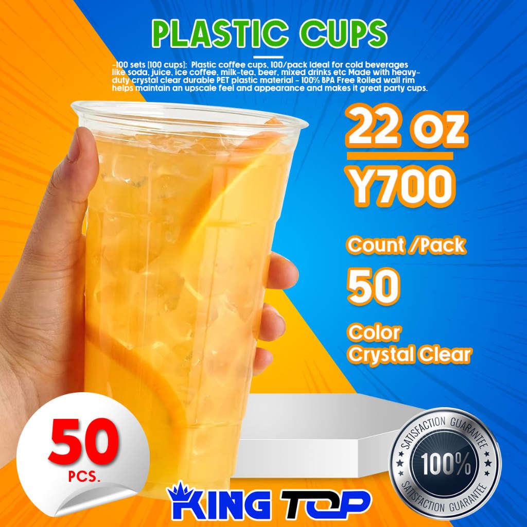 Clear Plastic Cups [100pcs] Disposable Cups. Cold Drinksand TO-GO ...
