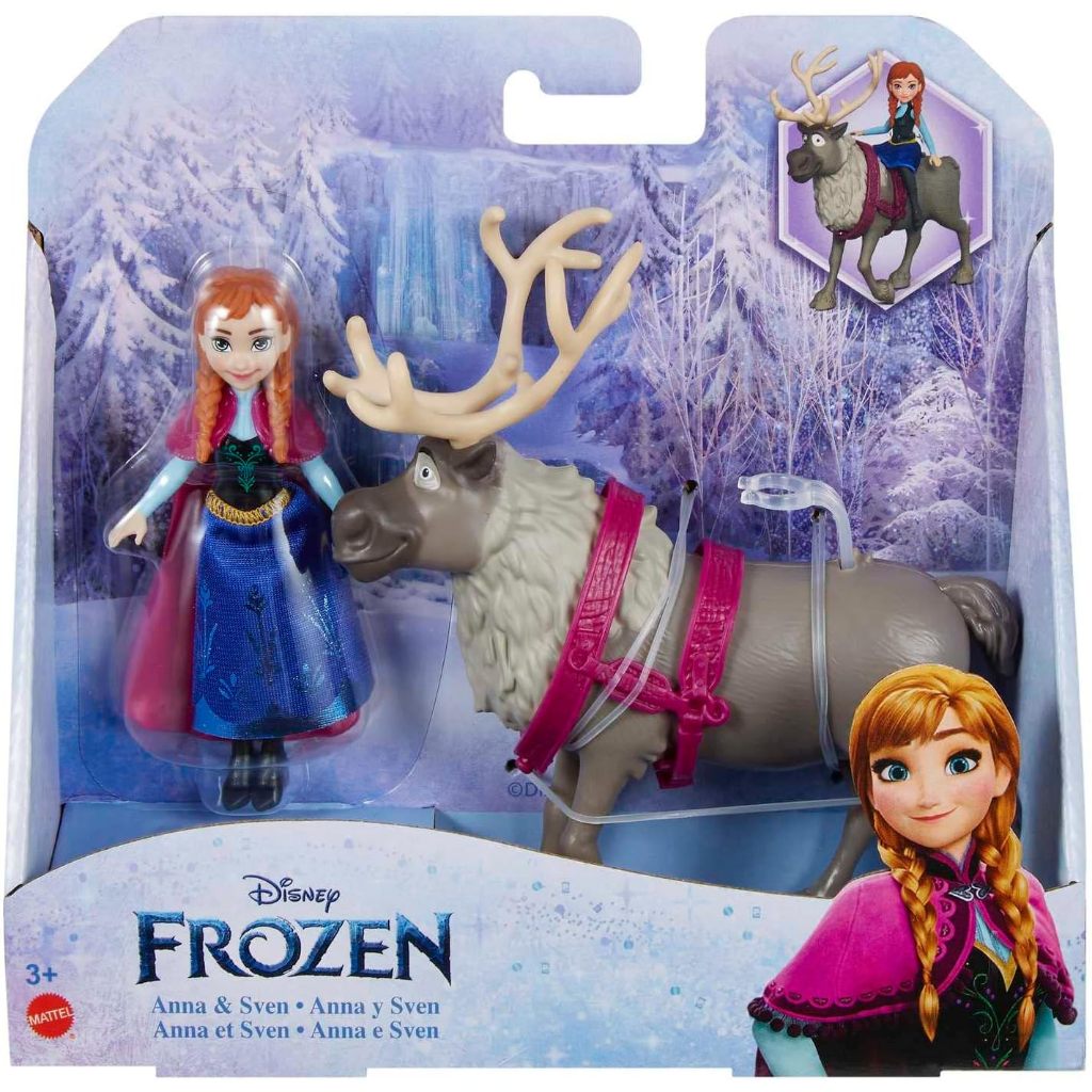 Mattel, Disney Frozen , Anna Posable Small Doll & Sven Reindeer Doll ...
