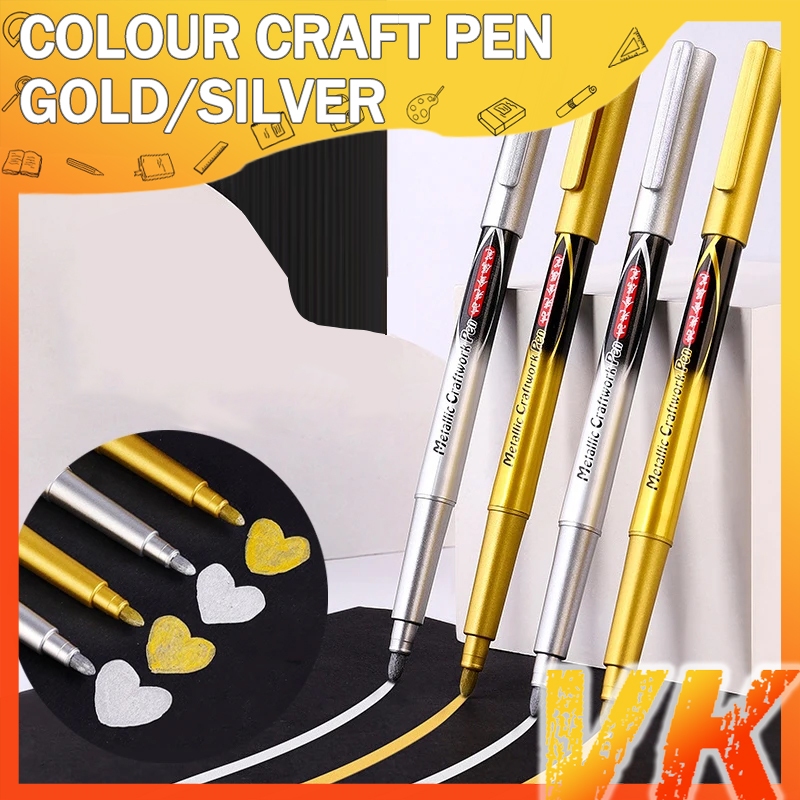 VK Gold Silver Colour Craft Pen Waterproof Paint Sign Marker Metal Pen ...