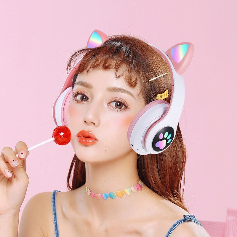 Cat Ear Wireless Bluetooth Headset with Mic Earphone Wireless ...