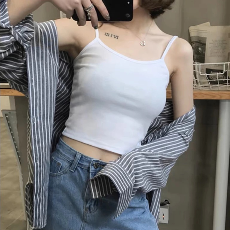 WOMEN'S STRAP SPAGHETTI SANDO COTTON TANKS TOPS SANDO | Shopee Philippines