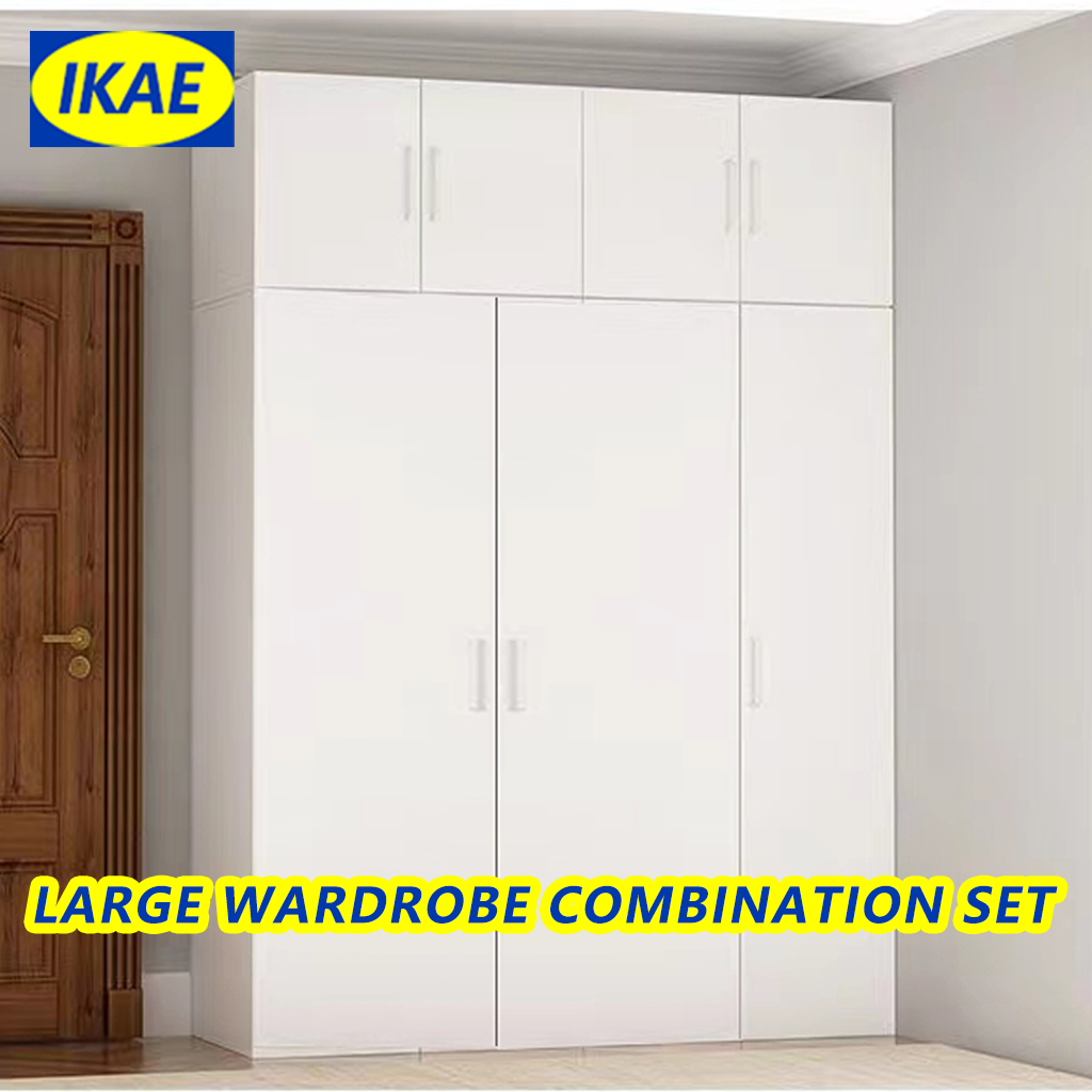 IKAE Wooden Wardrobe cabinet 3 Doors White Multi-Functional Clothes ...