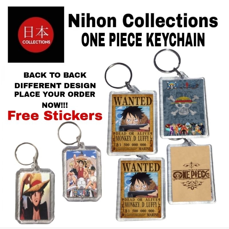 Onepiece Keychain different design back to back with free sticker ...
