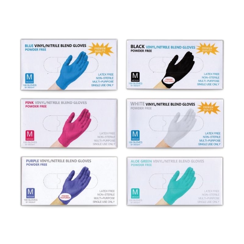 NITRILE GLOVES (Blue,Black,White,Pink,Green,Purple)-100pcs | Shopee ...