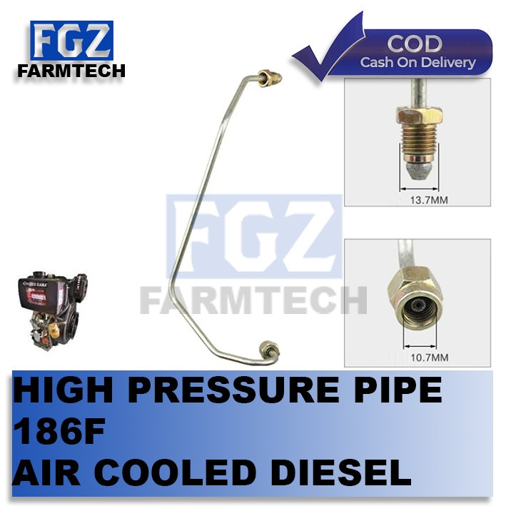 HIGH PRESSURE PIPE 186F 10 HP AIR COOLED DIESEL ENGINE INJECTION PIPE ...