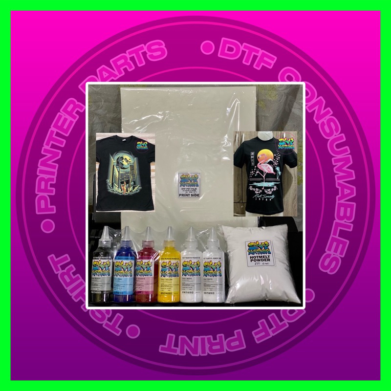 DTF Starter Kit Ink, Film and Hotmelt Powder for Desktop Printer ...