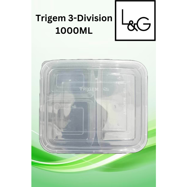 Microwavable Trigem 4-Division 1000ml/Trigem 3-Division 1000ml (10pcs ...