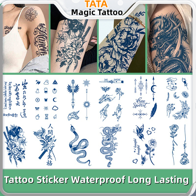【TATA 11*18cm】Magic Tattoo Sticker Last to 20 Days Waterproof Long ...