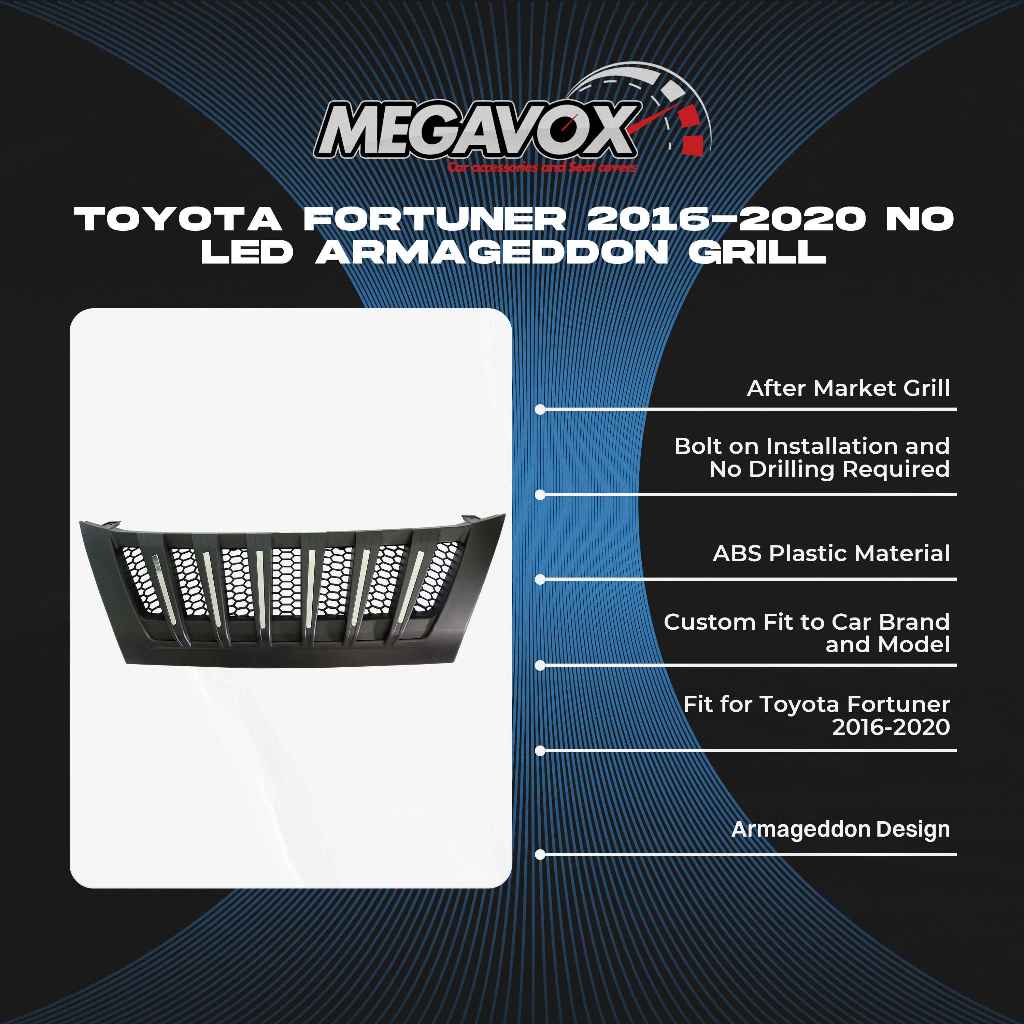Toyota Fortuner 2016-2020 No LED Armageddon Grill | Shopee Philippines