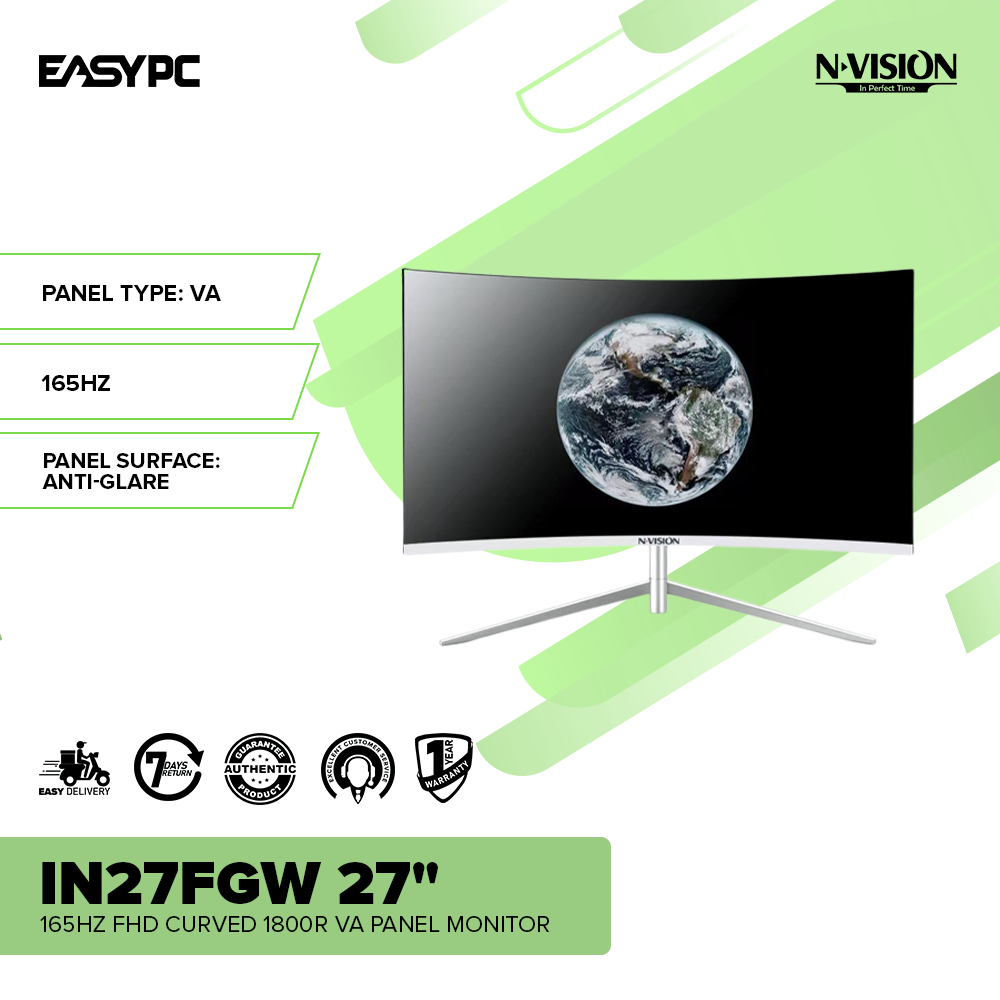 EasyPC| Nvision IN27C18 and IN27FGW 27 inch 75Hz Curve Monitor| White ...