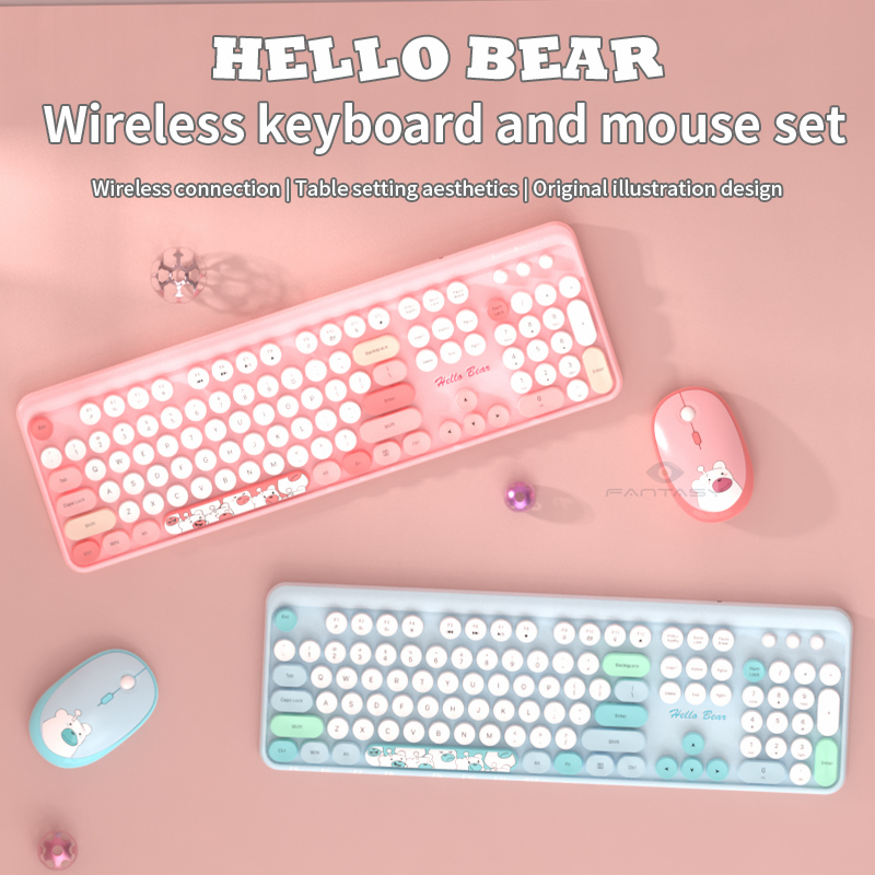 Mofii GEEZER Hello Bear Office Wireless Cute Keyboard and Mouse Combo ...