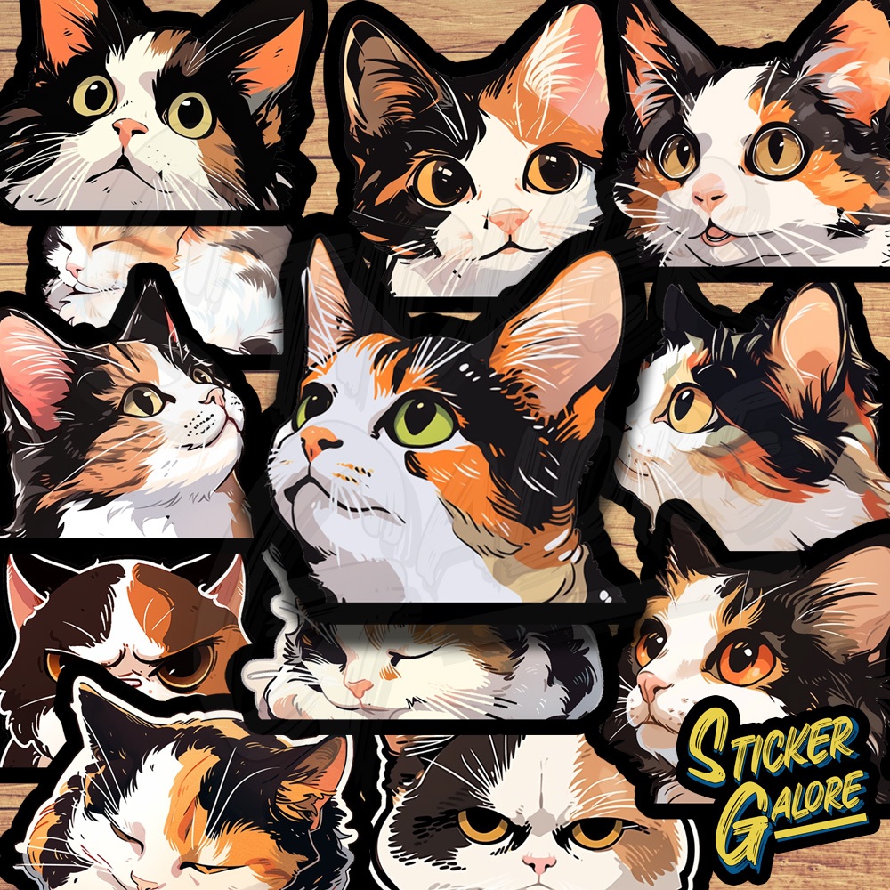 CUTE CALICO CATS STICKERS (WATEPROOF AND SCRATCH PROOF) vinyl decals ...