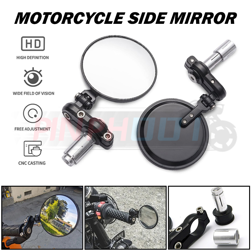 Motorcycle Side Mirror Motorcycle Rearview Mirror Round 7/8 Inch Handle ...