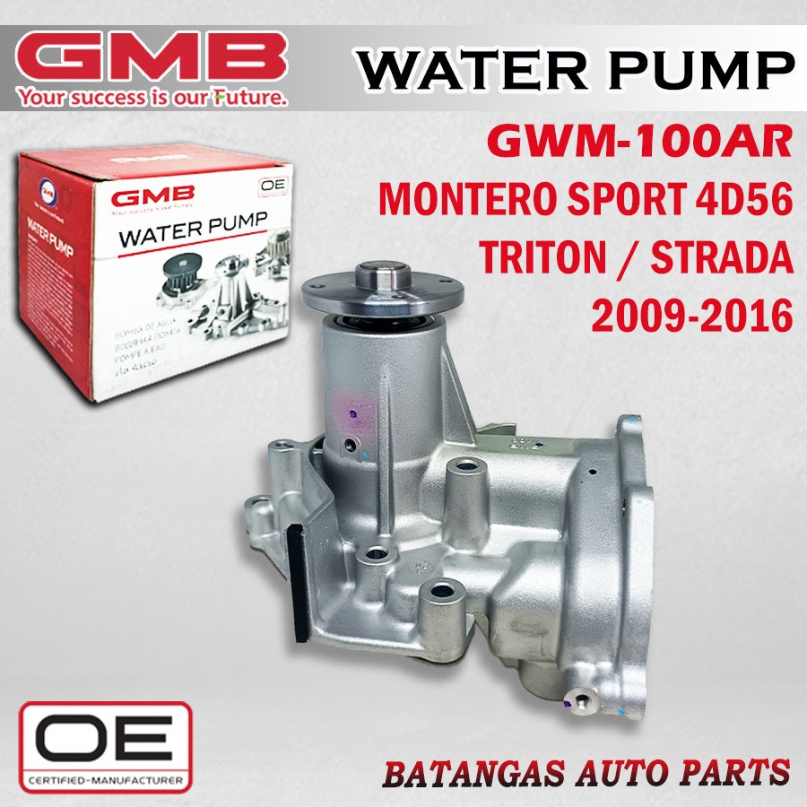 GMB WATER PUMP MONTERO SPORT 4D56 TRITON STRADA 2009-2016 GWM-100AR ...
