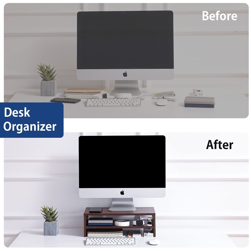 Wooden Computer Monitor Stand Screen Increased Shelf Desktop Rack ...