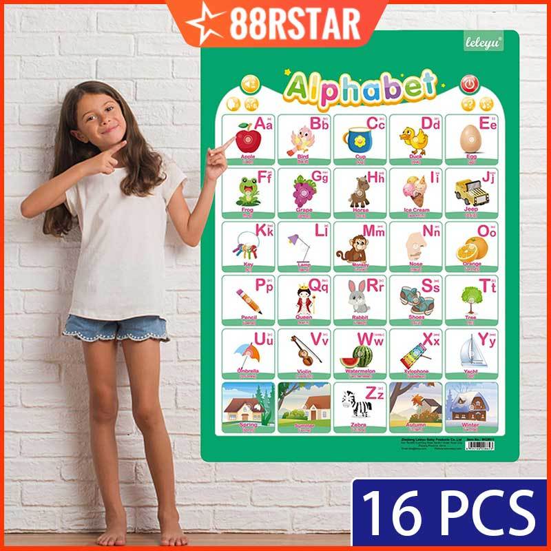 New16Pcs Educational Chart Set Charts For Kids Educational Wall Letters ...