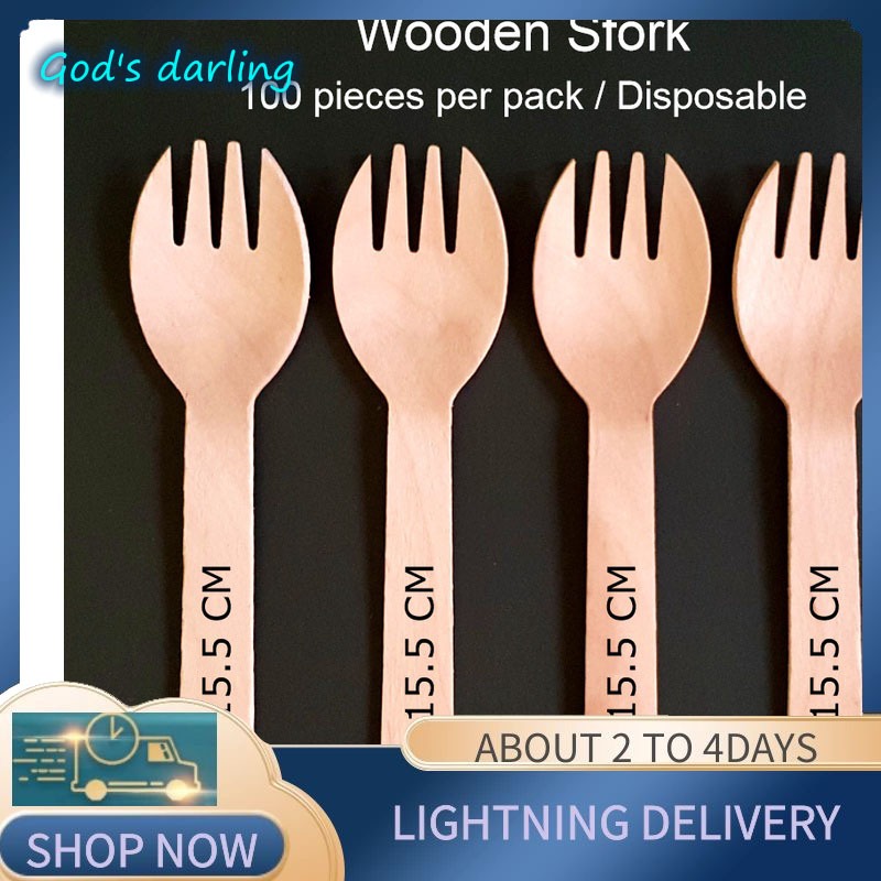 100PCS Wooden Spork / Sfork - 16 CM standard size Ecofriendly | Shopee ...