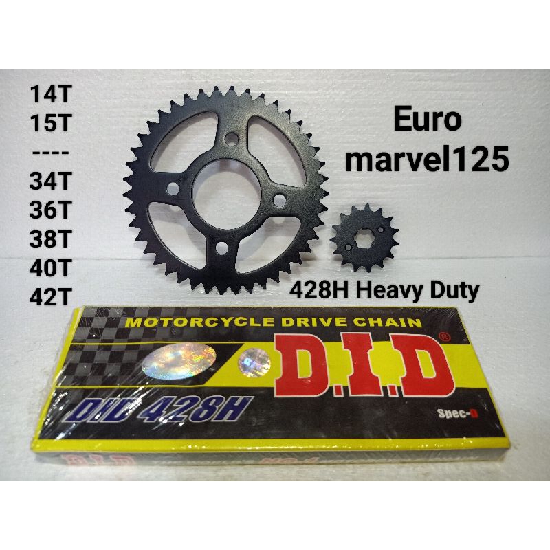 EURO MARVEL 125 RUSTPROOF HYBRID TYPE SNBN SPROCKET SET W/ DID JAPAN ...