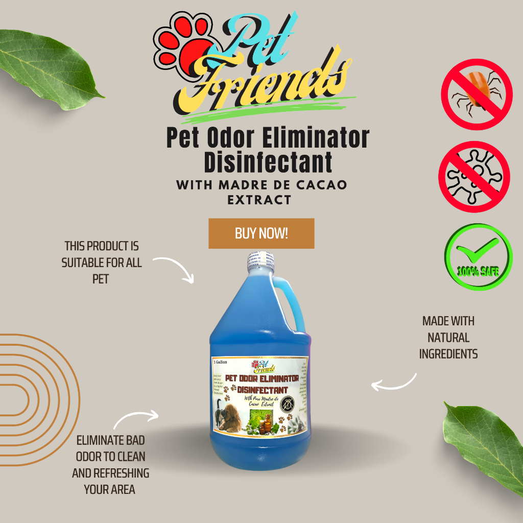 Pet Friend Pet Odor Eliminator Disinfectant 1Gallon with Madre de Cacao ...
