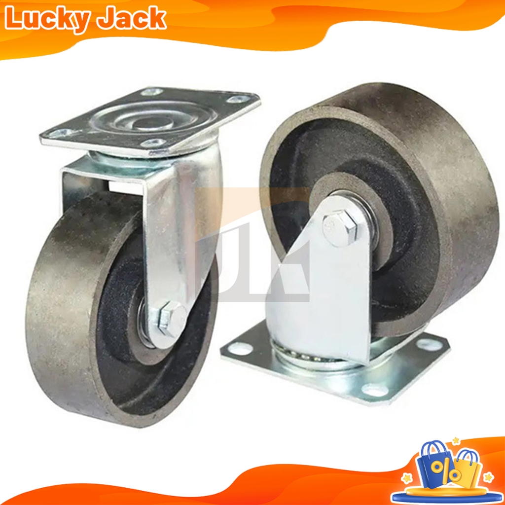 Caster Wheel 2inch-5inch Heavy Duty Metal Trolley Fixed Lock (With Lock ...