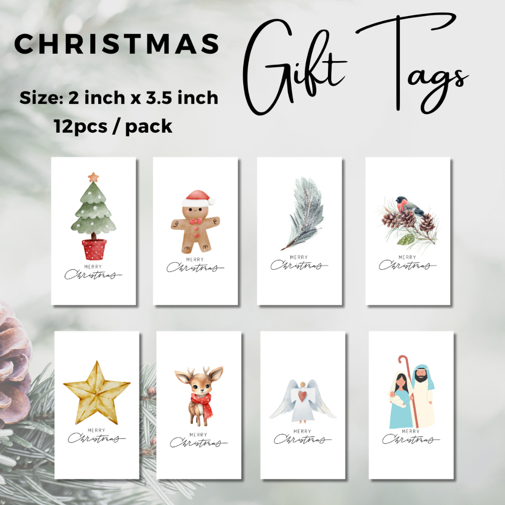 12 Pcs Christmas Tag | Gift Tags | 2 x 3.5 inches White Lovely Gift ...