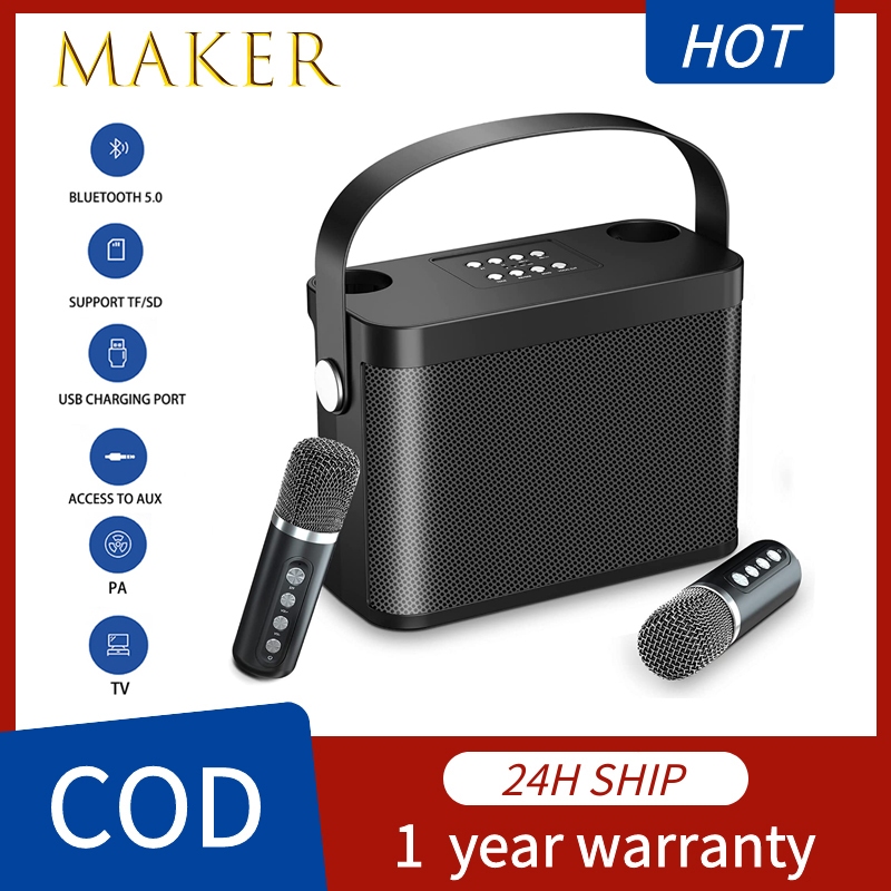 Portable Karaoke Dual Microphone Bluetooth Professional Speaker Smart External Karaoke | Shopee ...