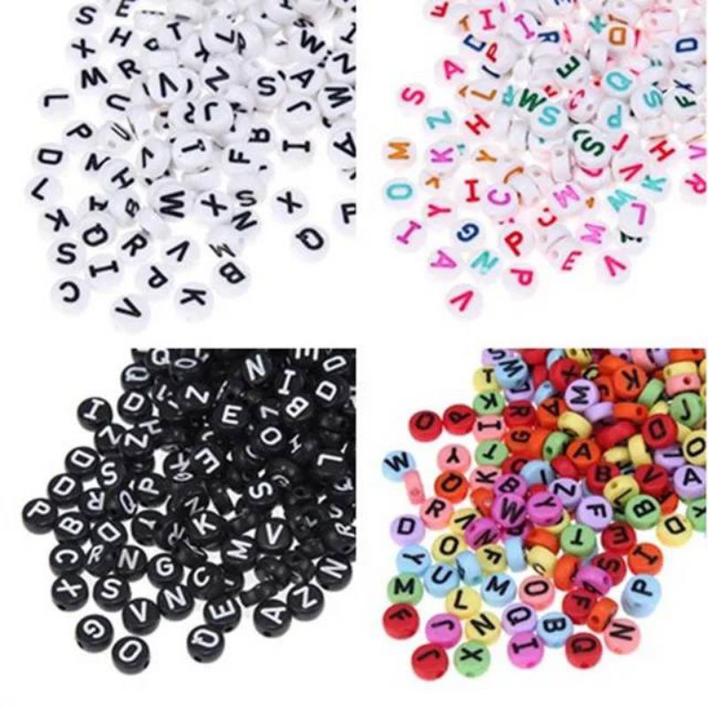 Mixed Round Acrylic Assorted Letter Beads ( 100 pieces ) | Shopee ...