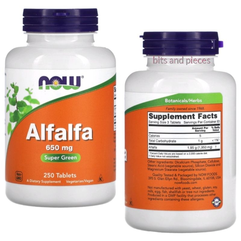 NOW, Alfalfa, 650 mg, 250 Tablets | Shopee Philippines