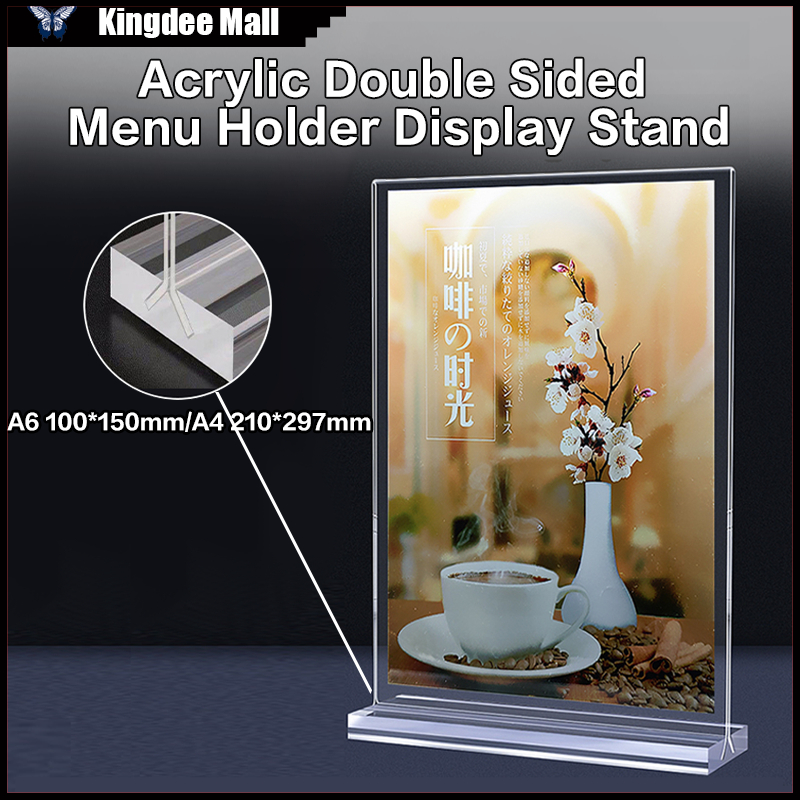 A4/A6 Acrylic Sided Menu Holder Acrylic Menu Billboard For Shops ...