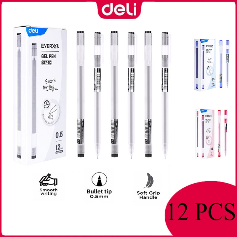 Deli 12PCS Gel Pen 0.5mm Full Needle Tube Ballpen Neutral Pens EG67 ...