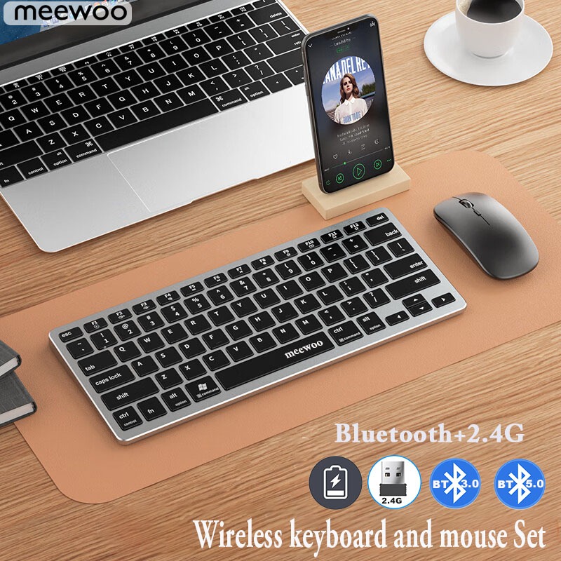 Meewoo Wireless Bluetooth Keyboard and Mouse Set Rechargeable Keyboard ...