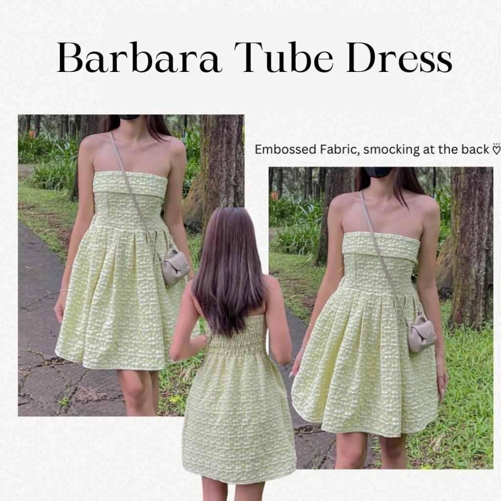 Barbara Textured Floral Tube Dress | Shopee Philippines